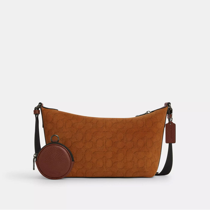 코치 남성 Small Finn Cross Bag Signature Suede CCG16 QBYLP - 폴로믹스
